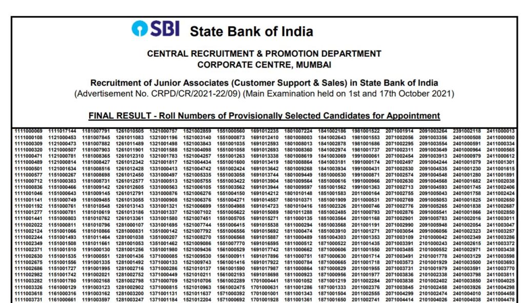 SBI Clerk Result 2021 (OUT) | Download Details @ sbi.co.in SBI Clerk Result 2021 (OUT) | Download Details @ sbi.co.in