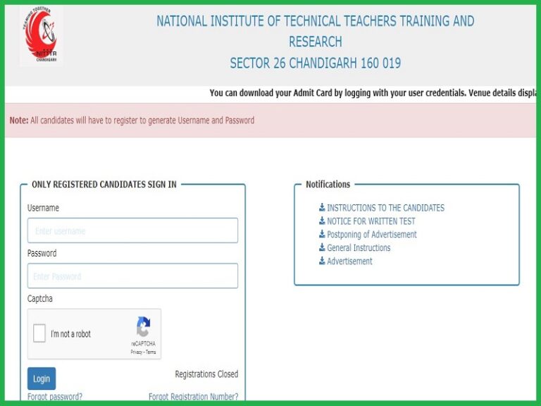 NITTTR Chandigarh Non-Teaching Admit Card 2023 (Out) Download Hall Ticket NITTTR Chandigarh Non-Teaching Admit Card 2023 (Out) Download Hall Ticket